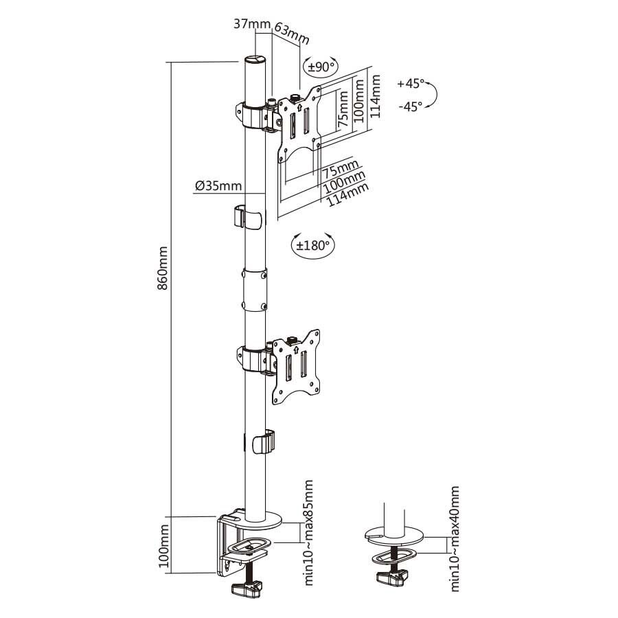 Vertical Pole Mount Dual-Screen Monitor Mount